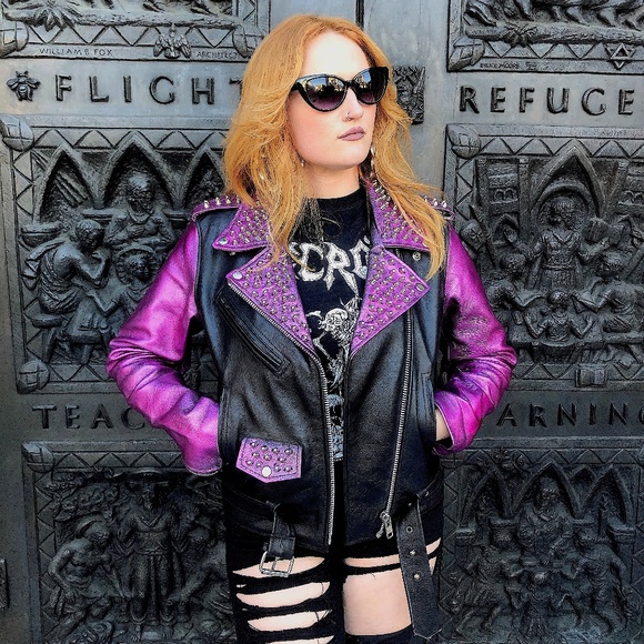 Punk Majesty | Jackets & Coats | Hot Pink Detailed Studded Custom ...